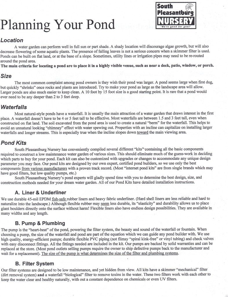 Wanting To Build A Pond? | South Pleasantburg Nursery